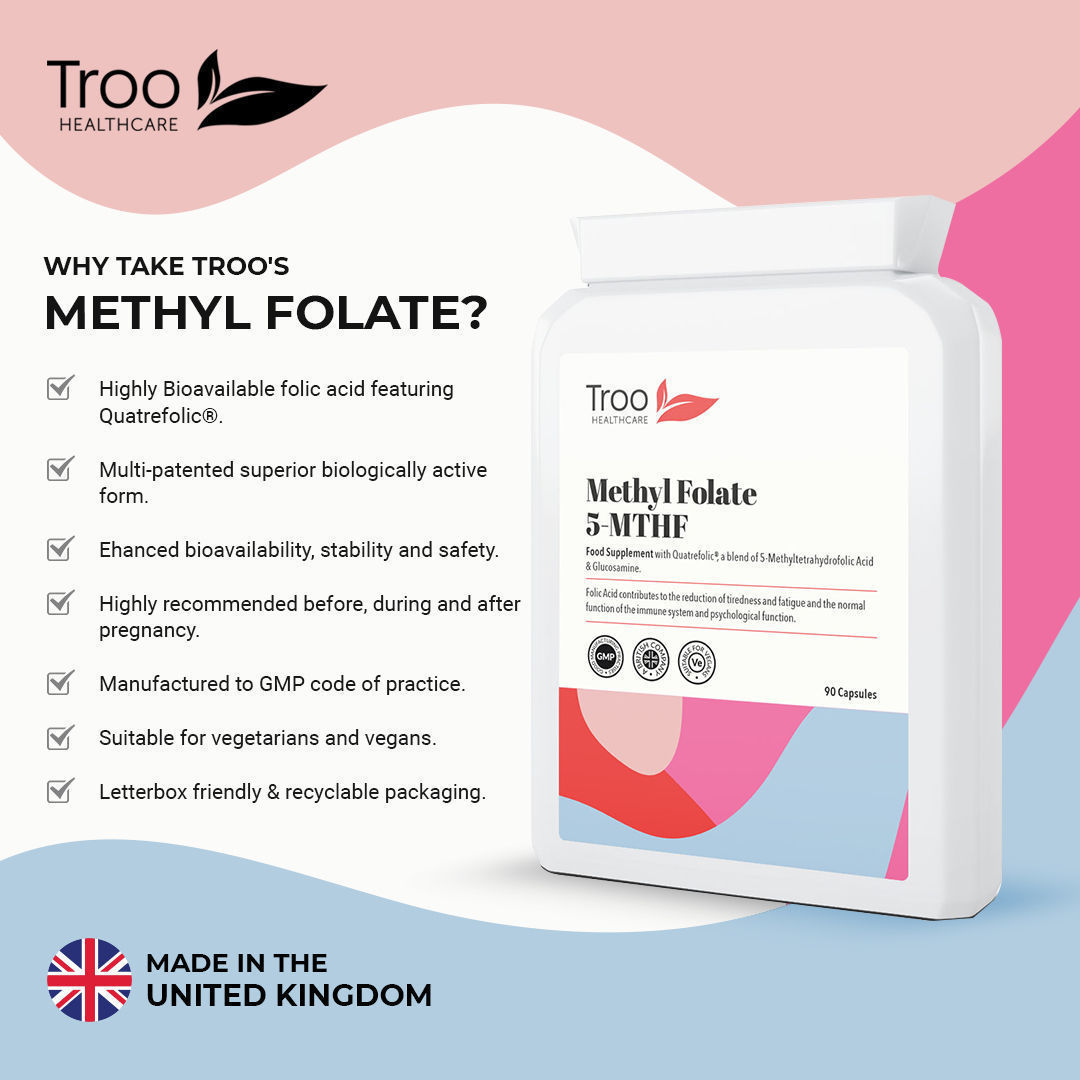 Folic Acid as Methyl Folate 600mcg Quatrefolic Capsules - Troo Health ...