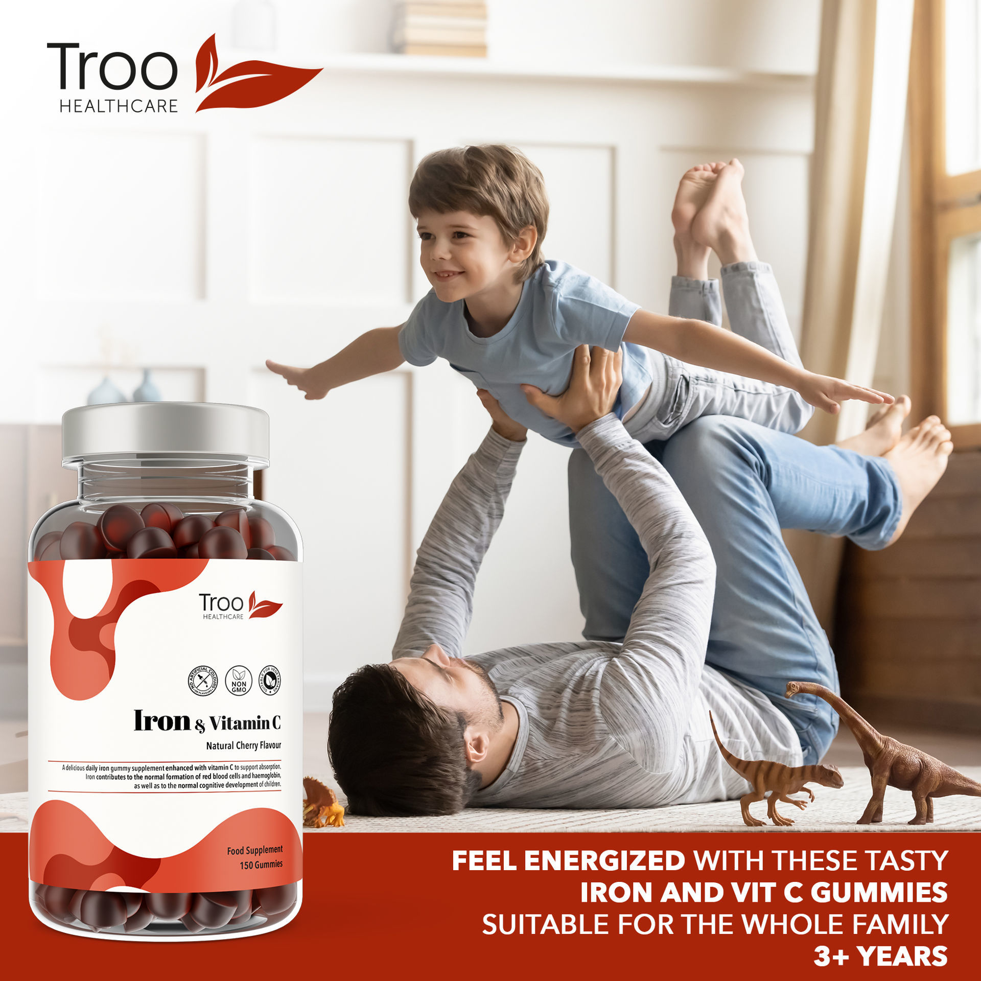 Iron with Vitamin C 150 Cherry Flavour Gummies - Troo Health Care. Healthcare Supplements Made ...