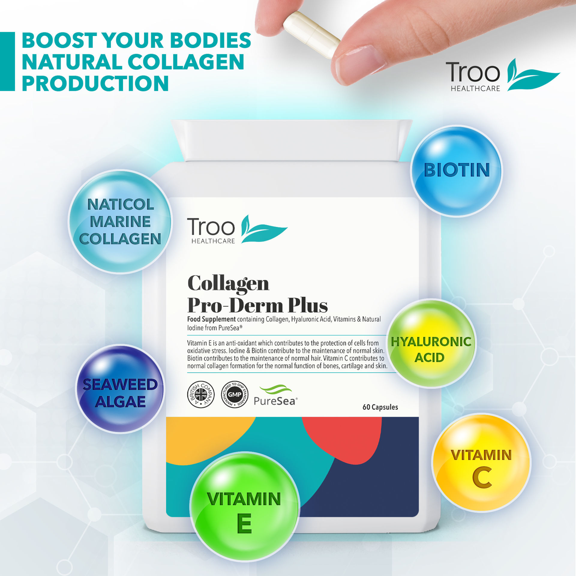 Pro-Derm Marine Collagen Capsules - Skin Hair and Nail Complex with ...