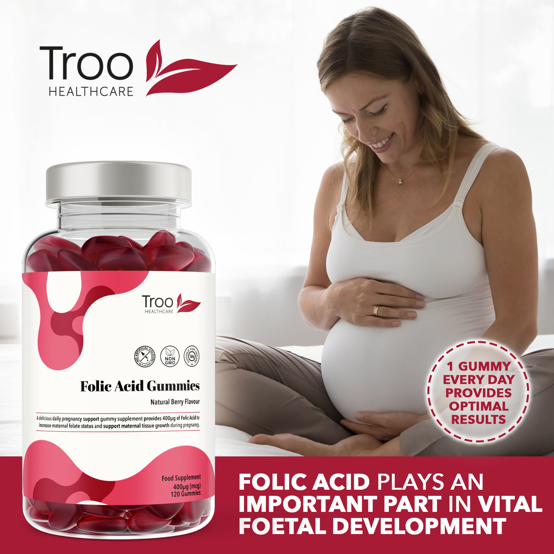 Folic Acid Gummies - Natural Berry Flavour - Troo Health Care ...