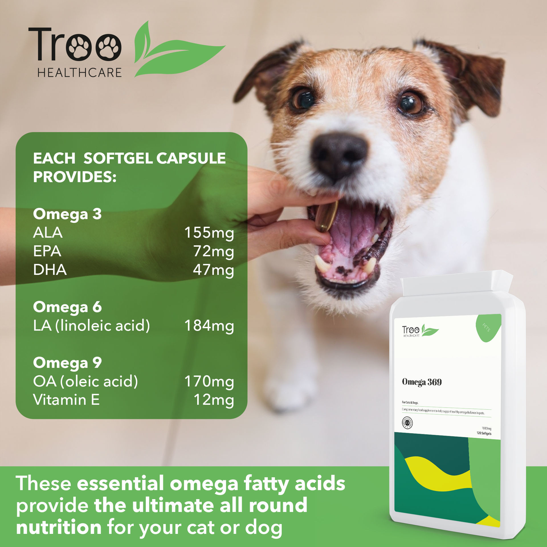 Omega 3,6,9 Skin and Coat Nourishment Cats and Dogs. Healthcare ...