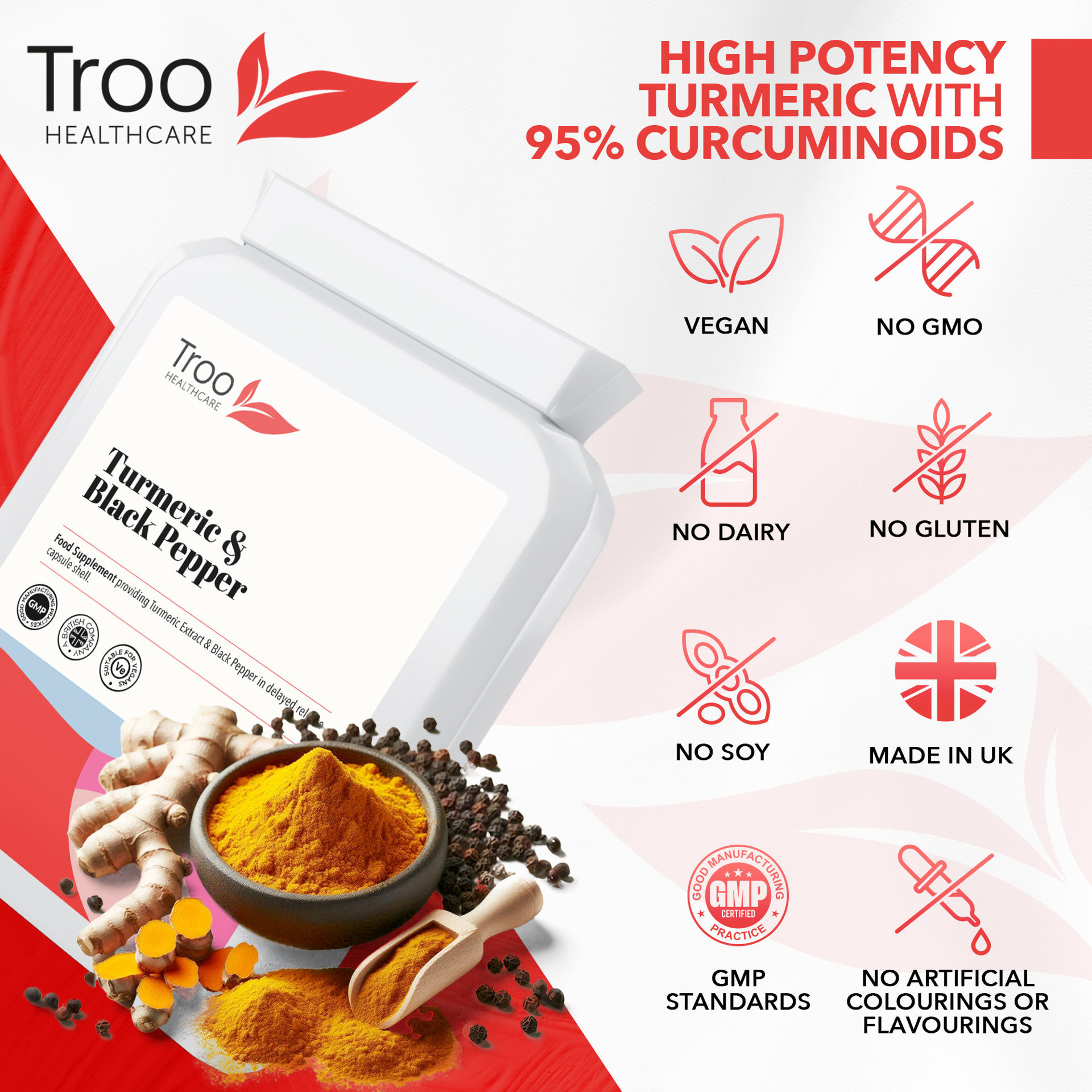 Turmeric Curcumin Extract 95 500mg Capsules Root Extract Herbal ...