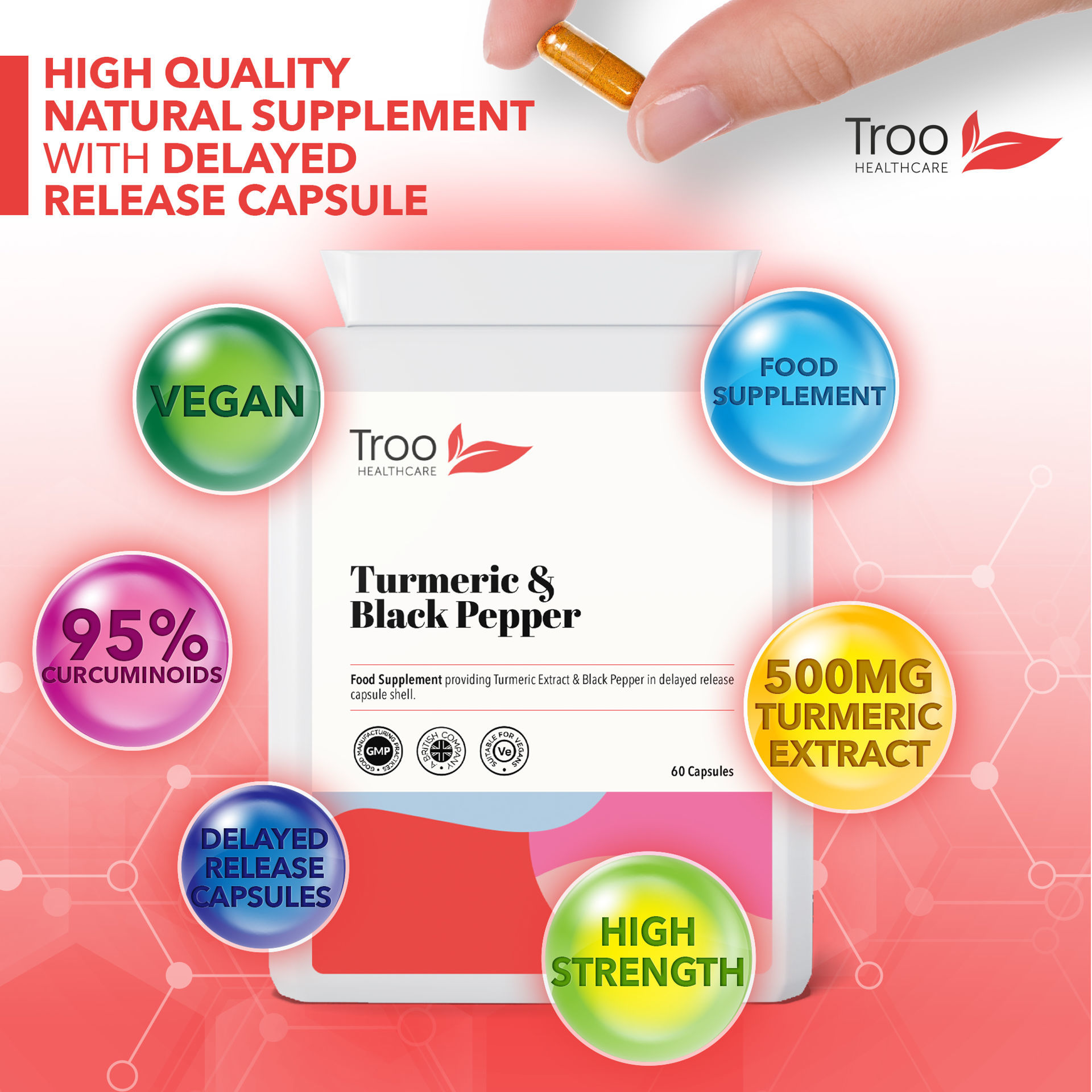 Turmeric Curcumin Extract 95 500mg Capsules Root Extract Herbal ...