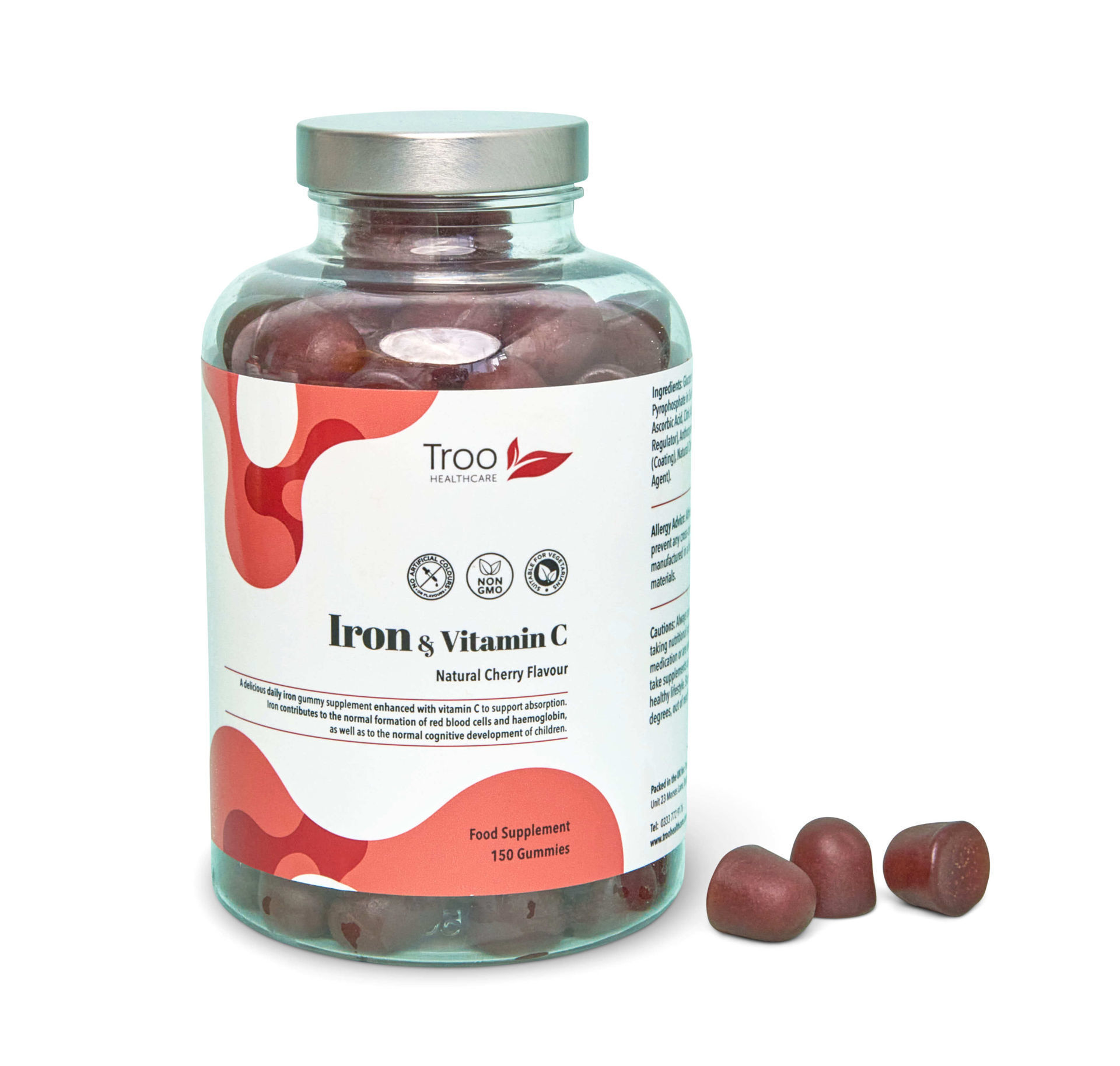 Iron with Vitamin C 150 Cherry Flavour Gummies - Troo Health Care ...