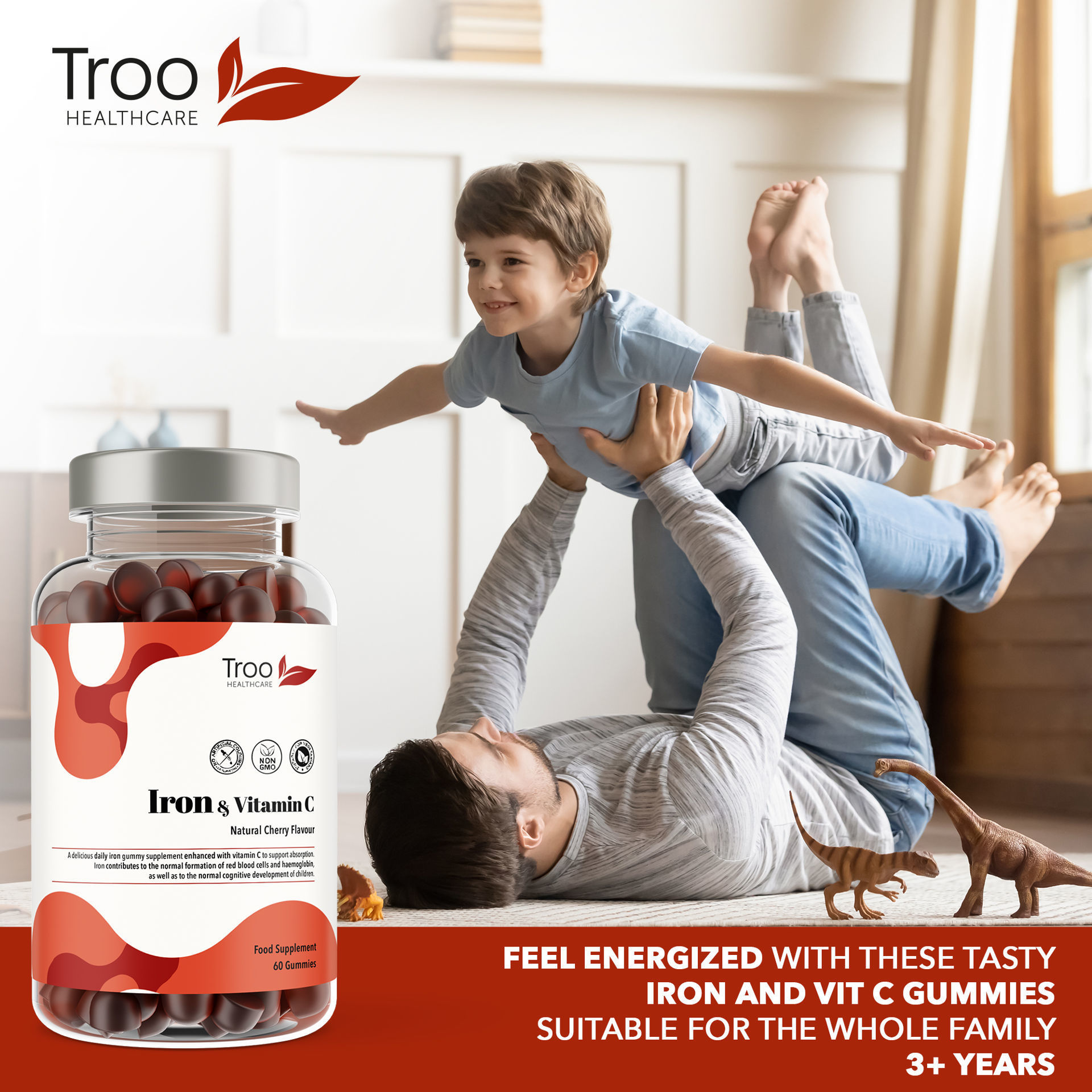 Iron with Vitamin C 60 Cherry Flavour Gummies - Troo Health Care. Healthcare Supplements Made in ...