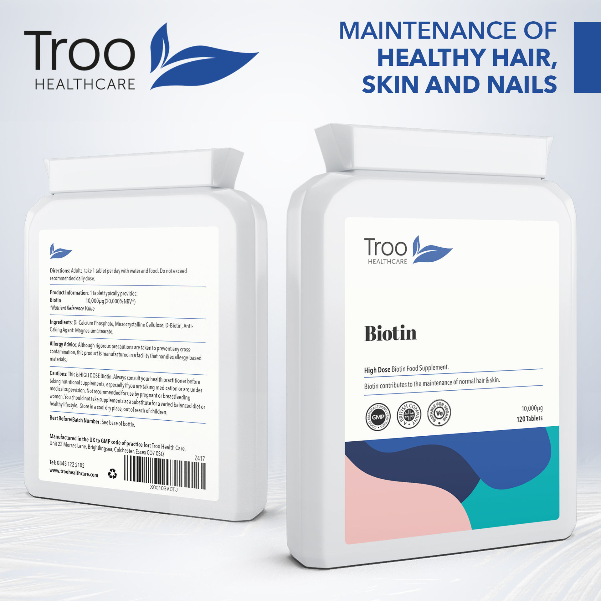 Biotin 10000mcg tablets - High Strength Hair Skin and Nail Support ...