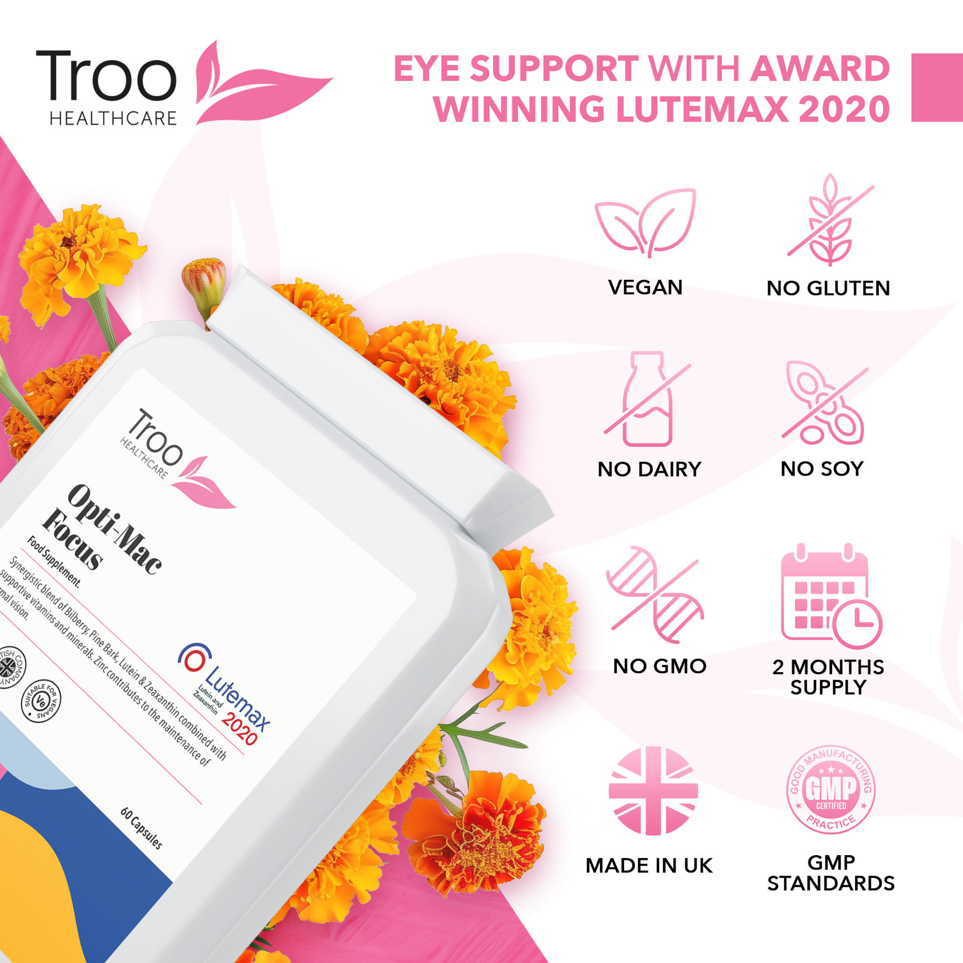 Opti-Mac Macular Eye Support Supplement with Zeaxanthin and Lutein ...